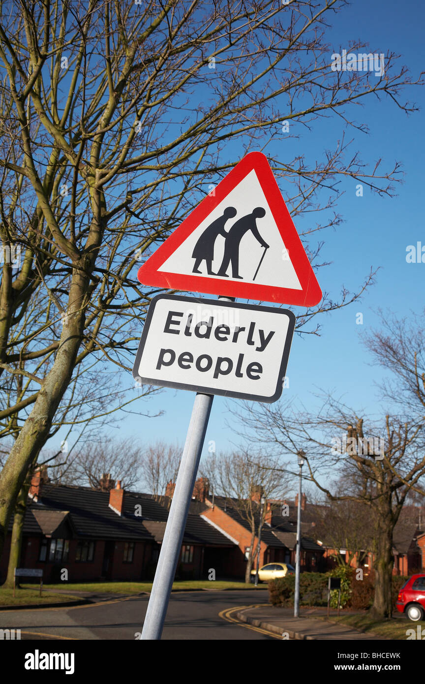 Elderly people road sign Stock Photo - Alamy