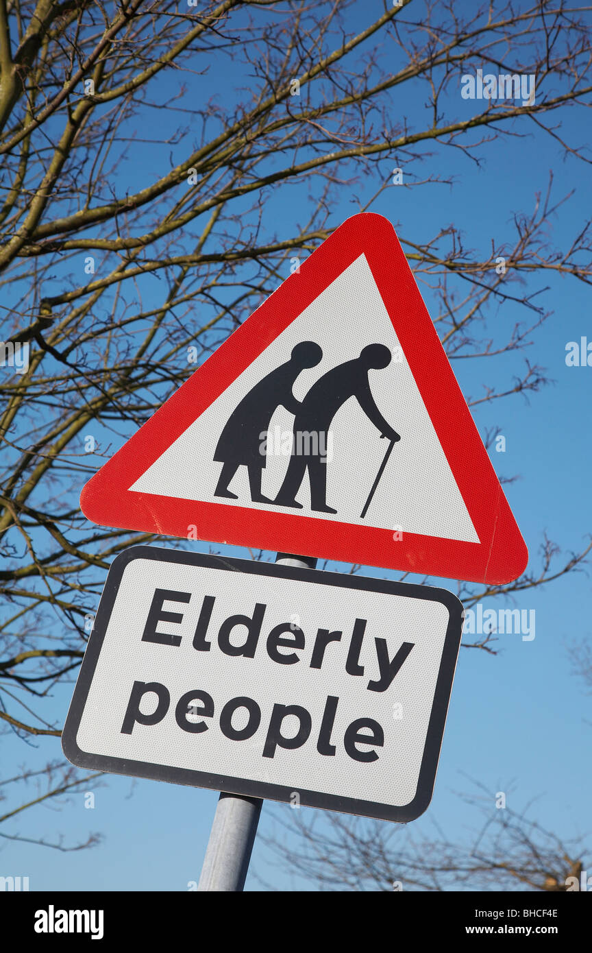 Elderly people road sign Stock Photo - Alamy