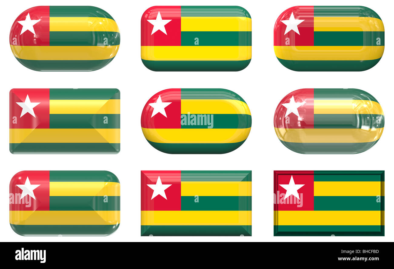 nine glass buttons of the Flag of Togo Stock Photo - Alamy