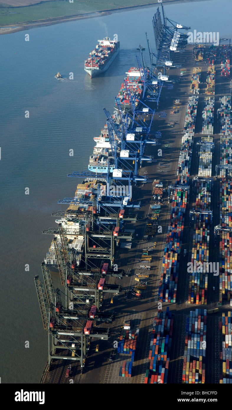 Aerial view of Felixstowe Docks and the Trinity Terminal UK Stock Photo ...