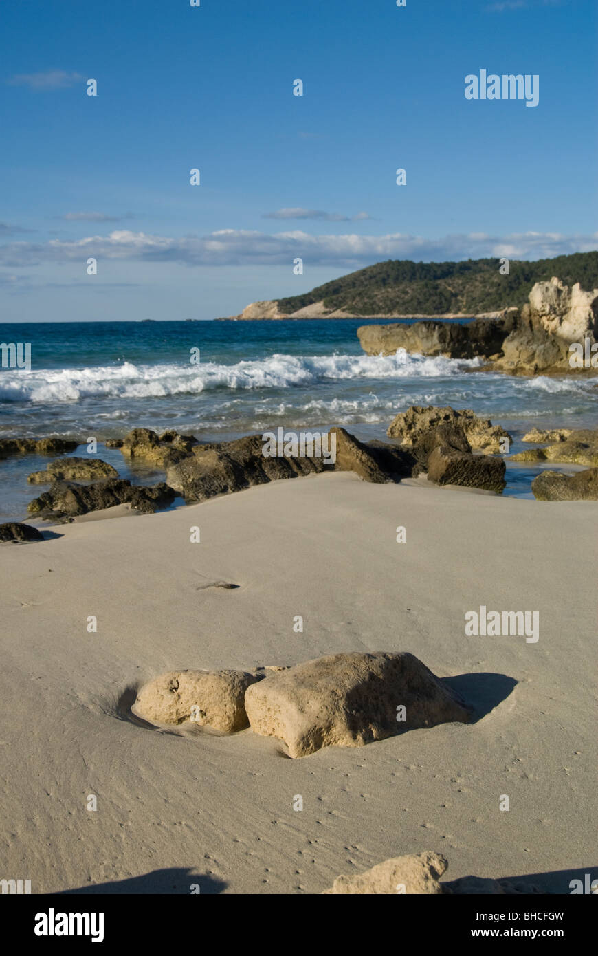 Erosion effects on an abandoned sandstone quarry, Ibiza, Spain Stock ...