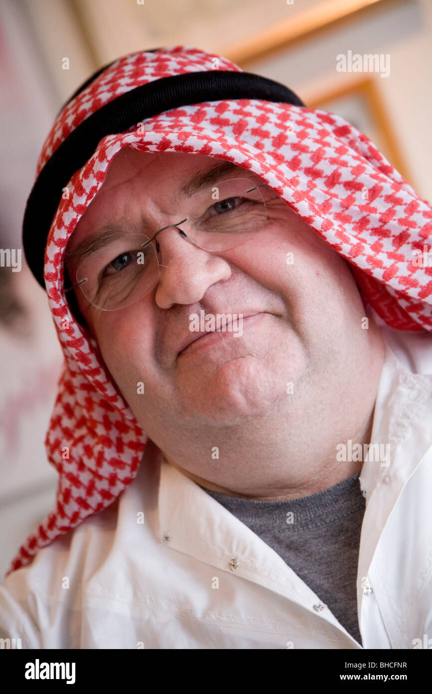Man dressed-up as an oil baron on Ash Wednesday. Reykjavik Iceland ...