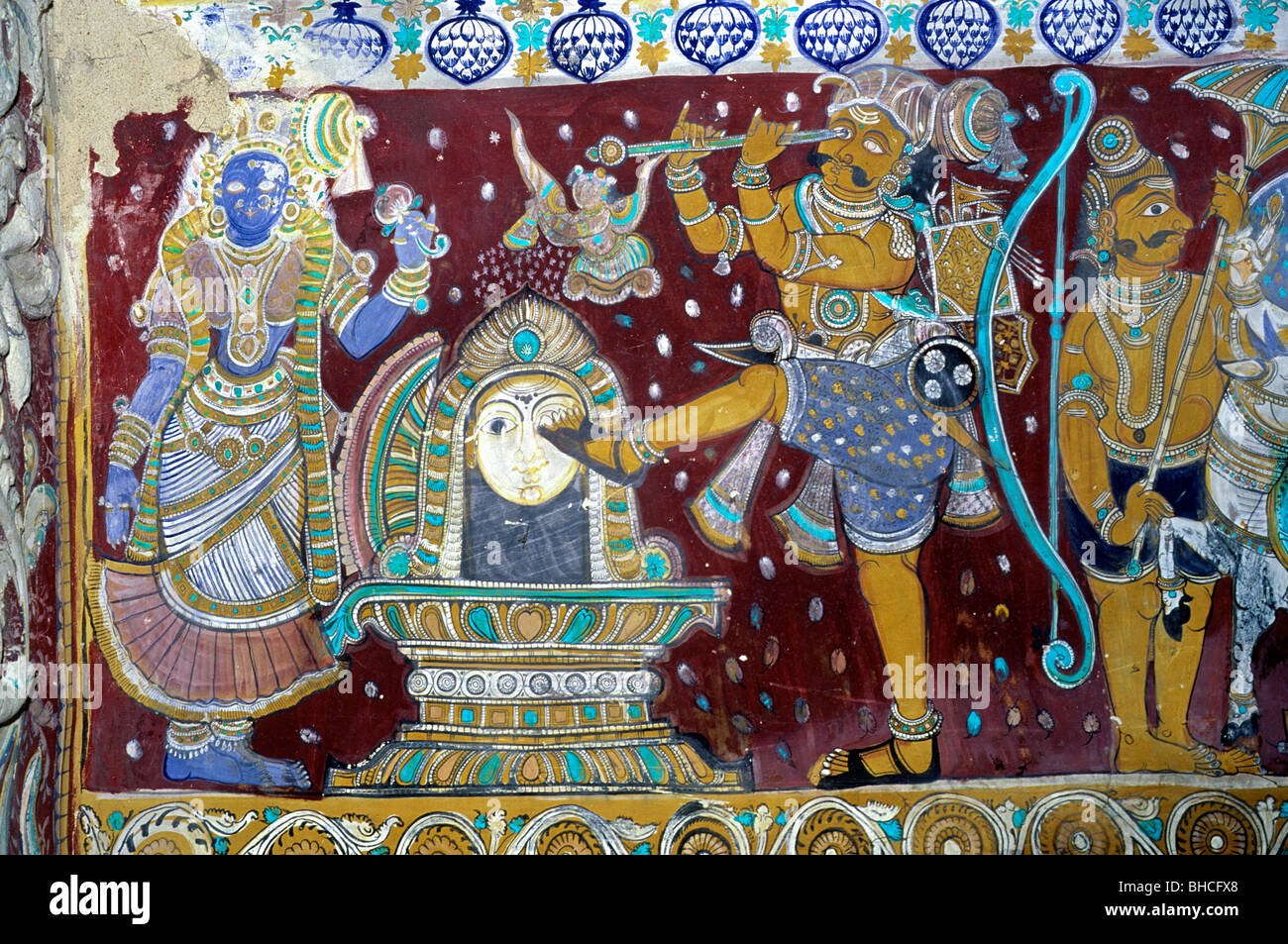 Eighteenth century mural in Ramalingavilasam Sethupathi palace at ...