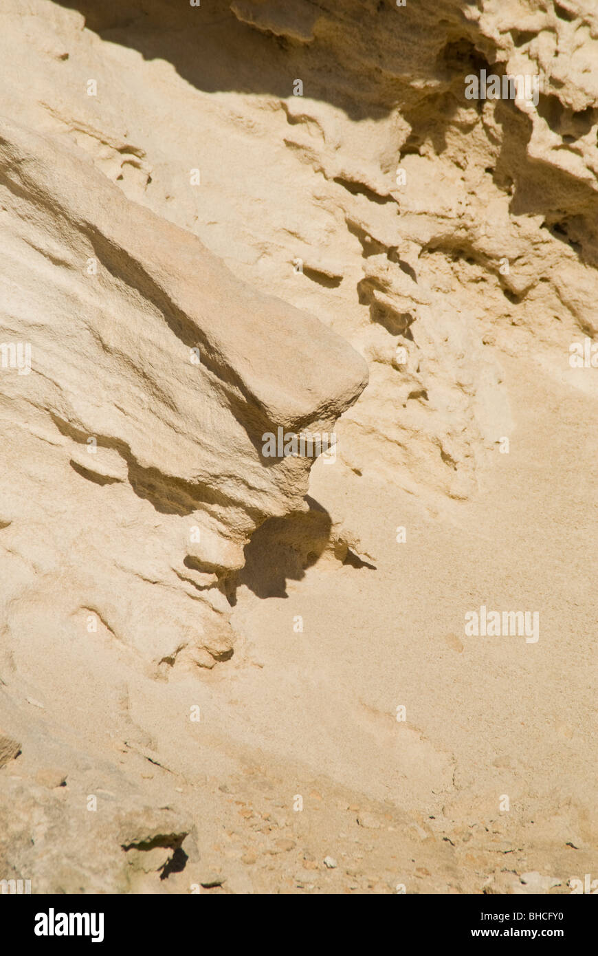 Erosion effects on an abandoned sandstone quarry, Ibiza, Spain, detail ...