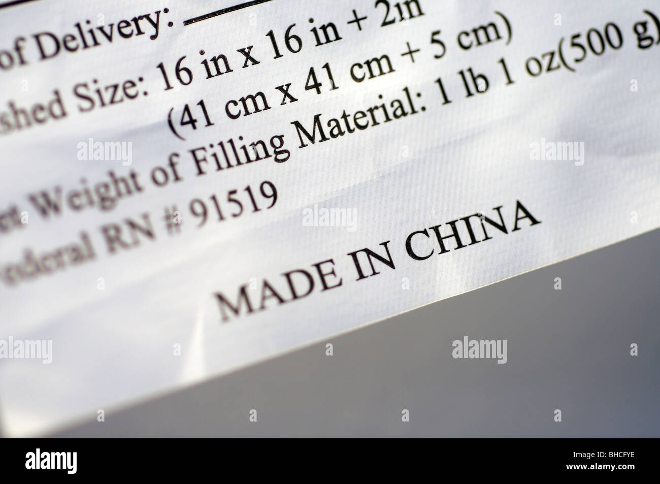 Made in China tag Stock Photo - Alamy