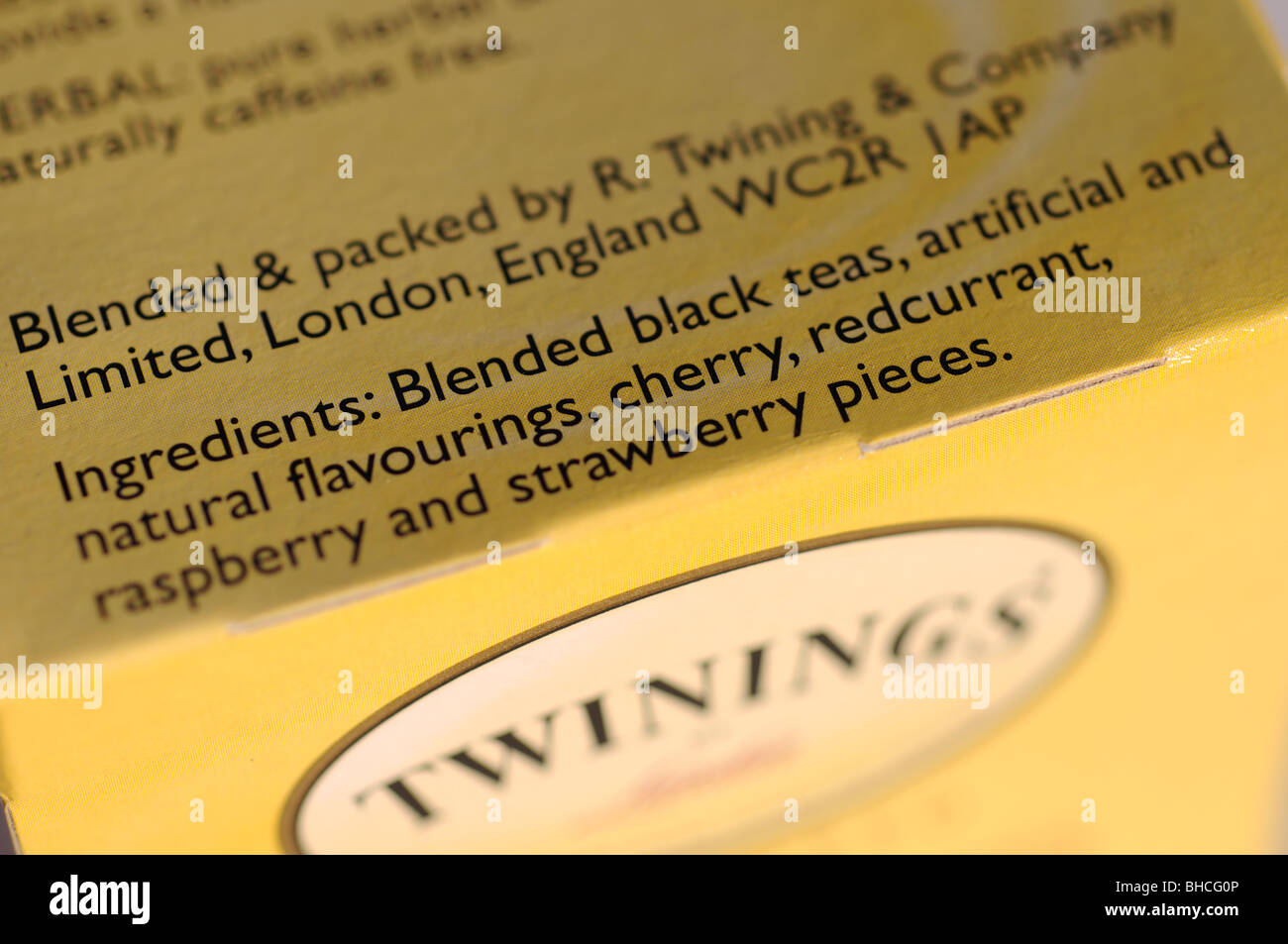 Ingredients list on packaged food Stock Photo - Alamy