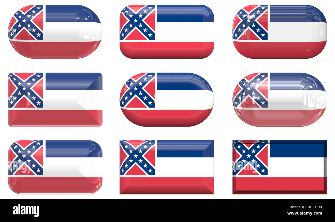 nine glass buttons of the Flag of Mississippi Stock Photo - Alamy