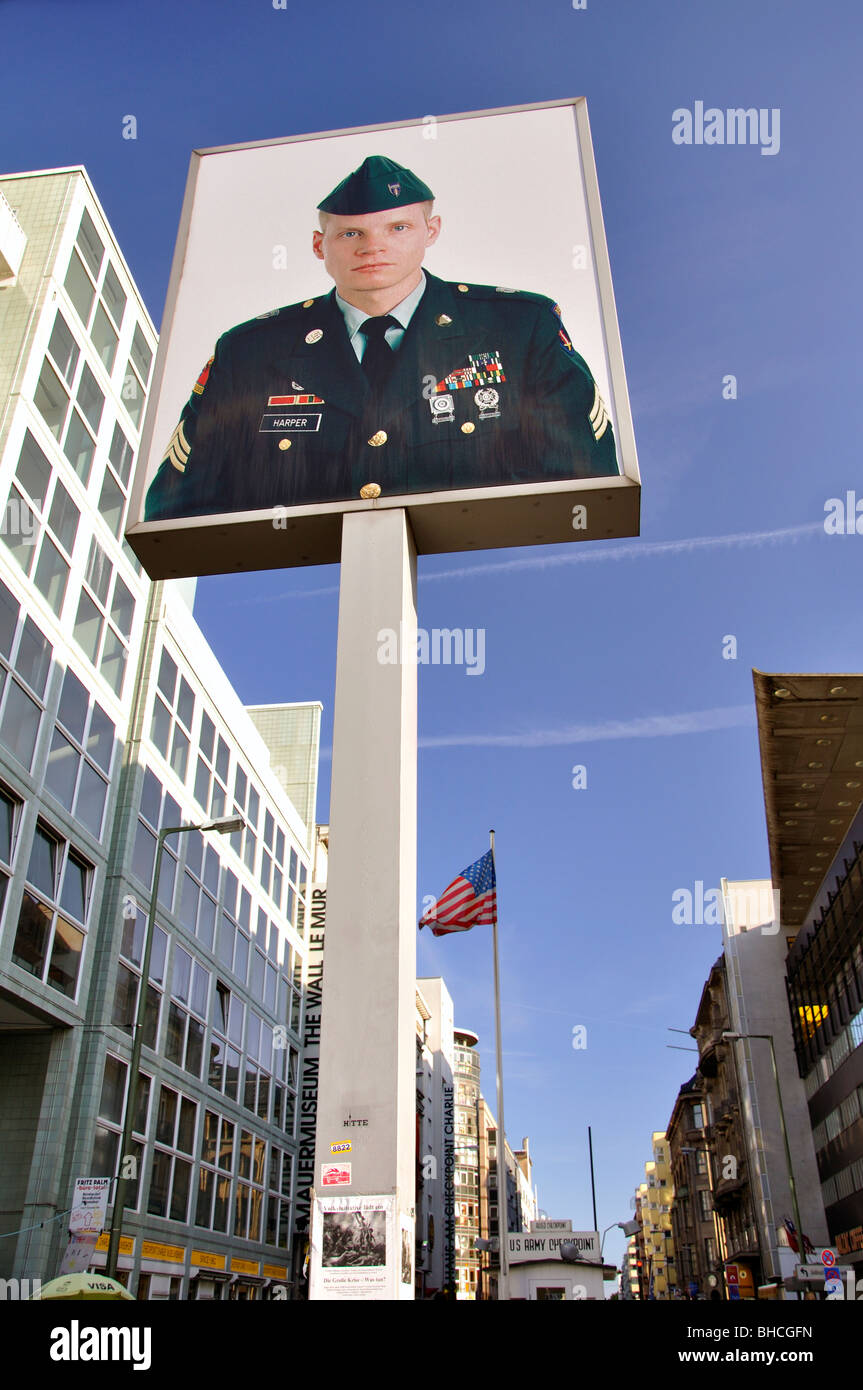 Photo of American soldier at Checkpoint Charlie, Berlin, Germany Stock ...