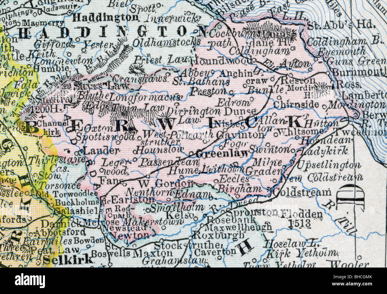 Original old map of Berwick County from 1884 geography textbook Stock ...
