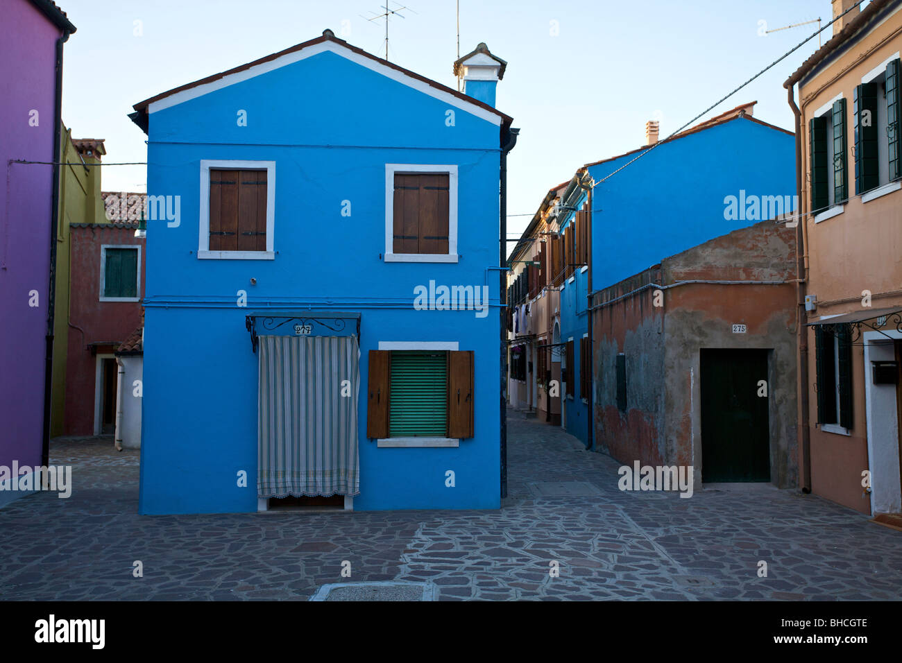 A bright blue house in Burano, Venice, Italy Stock Photo - Alamy