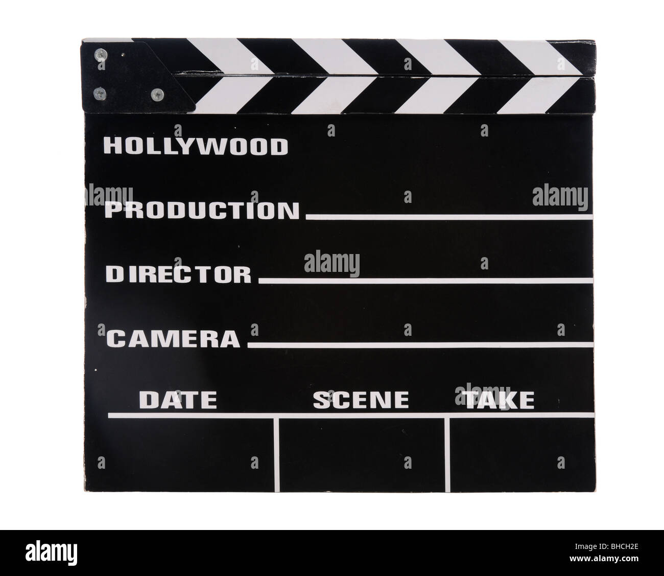 Vintage clapper board isolated over white background Stock Photo - Alamy