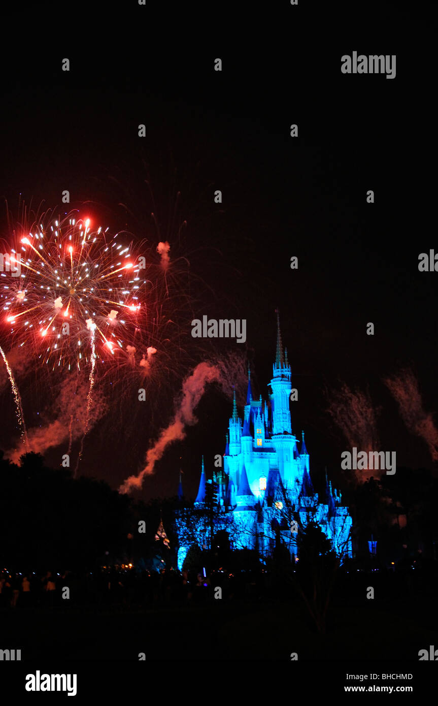 Disney world florida castle fireworks hi-res stock photography and ...
