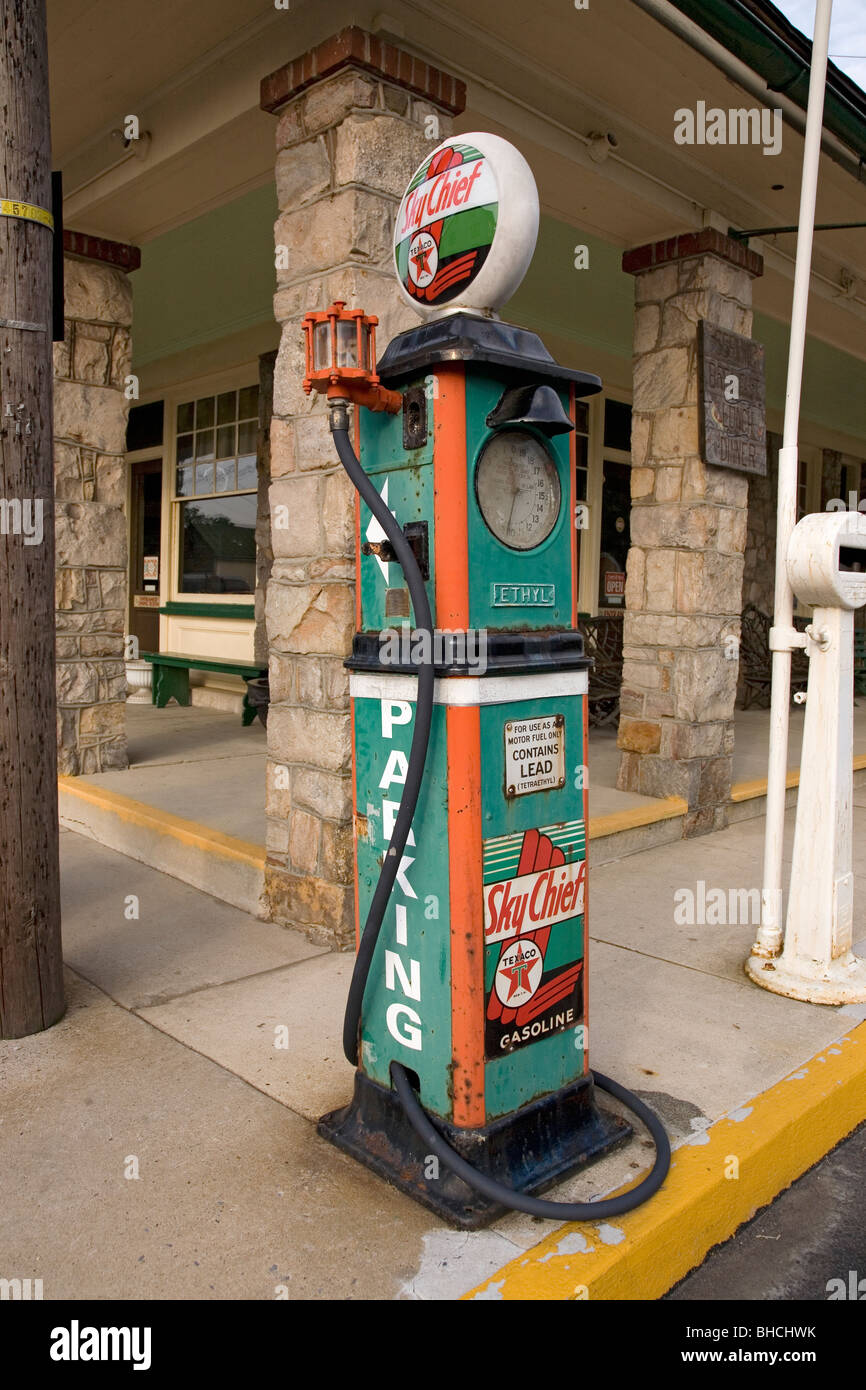 Antique gas pump in front of world famous Haags hotel, gas station and ...