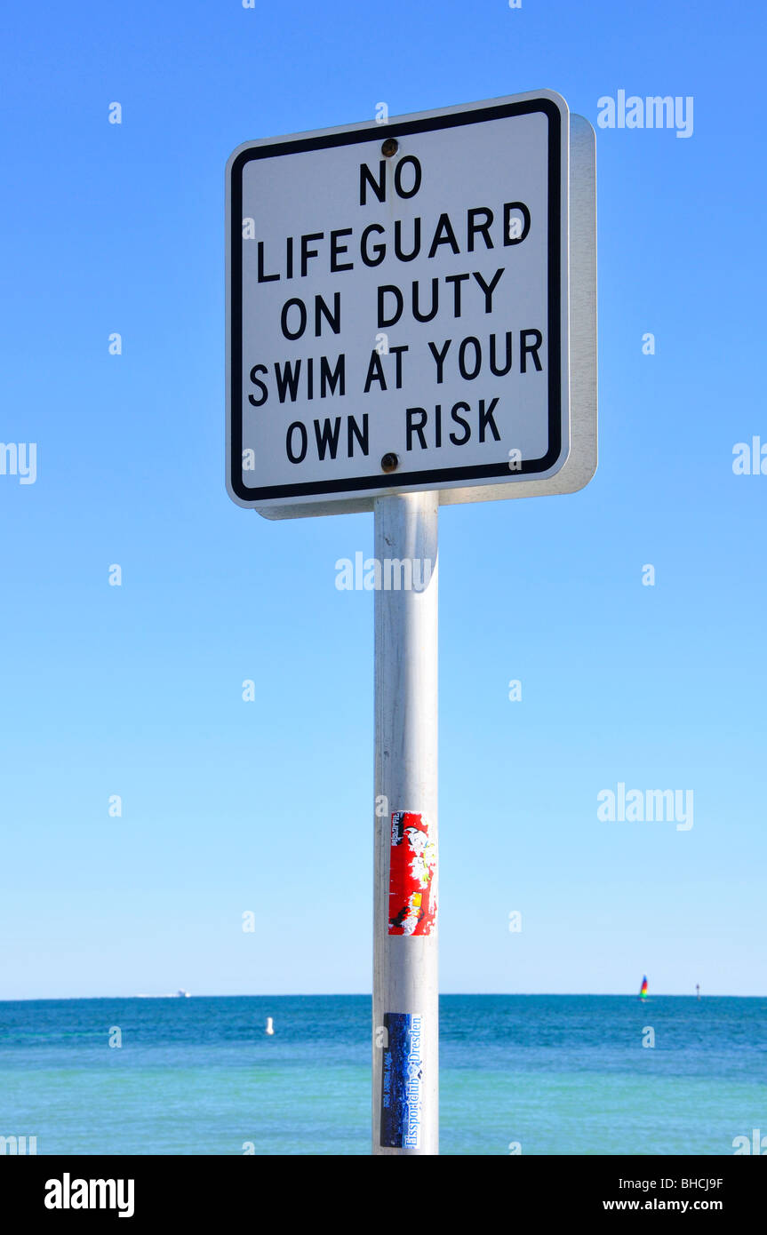 No lifeguard on duty sign hi-res stock photography and images - Alamy