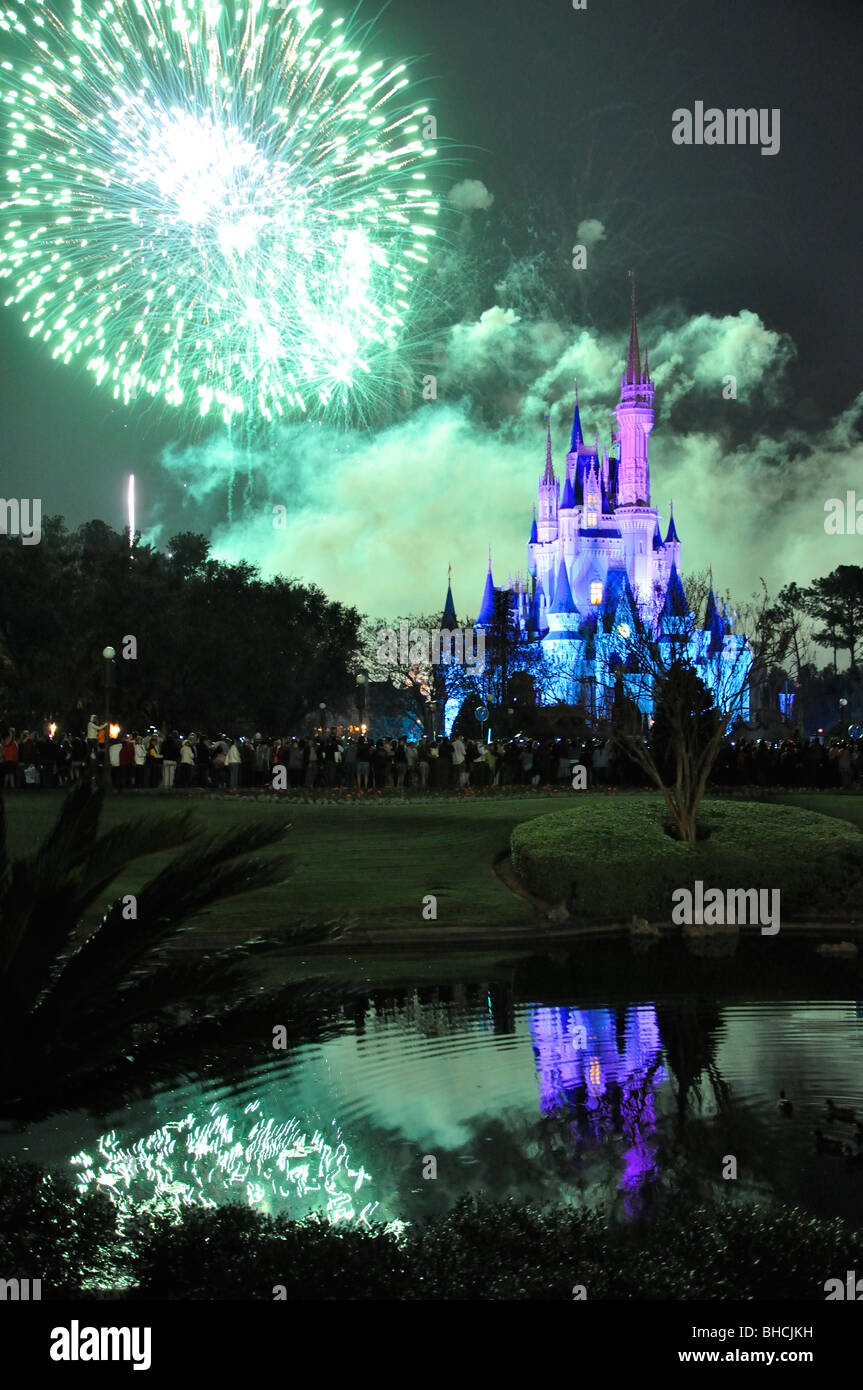 Disney world florida castle fireworks hi-res stock photography and ...