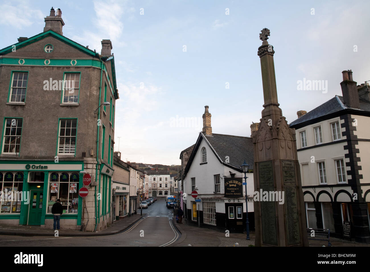Market square in Ulverston, a small market town on the edge of the Lake ...