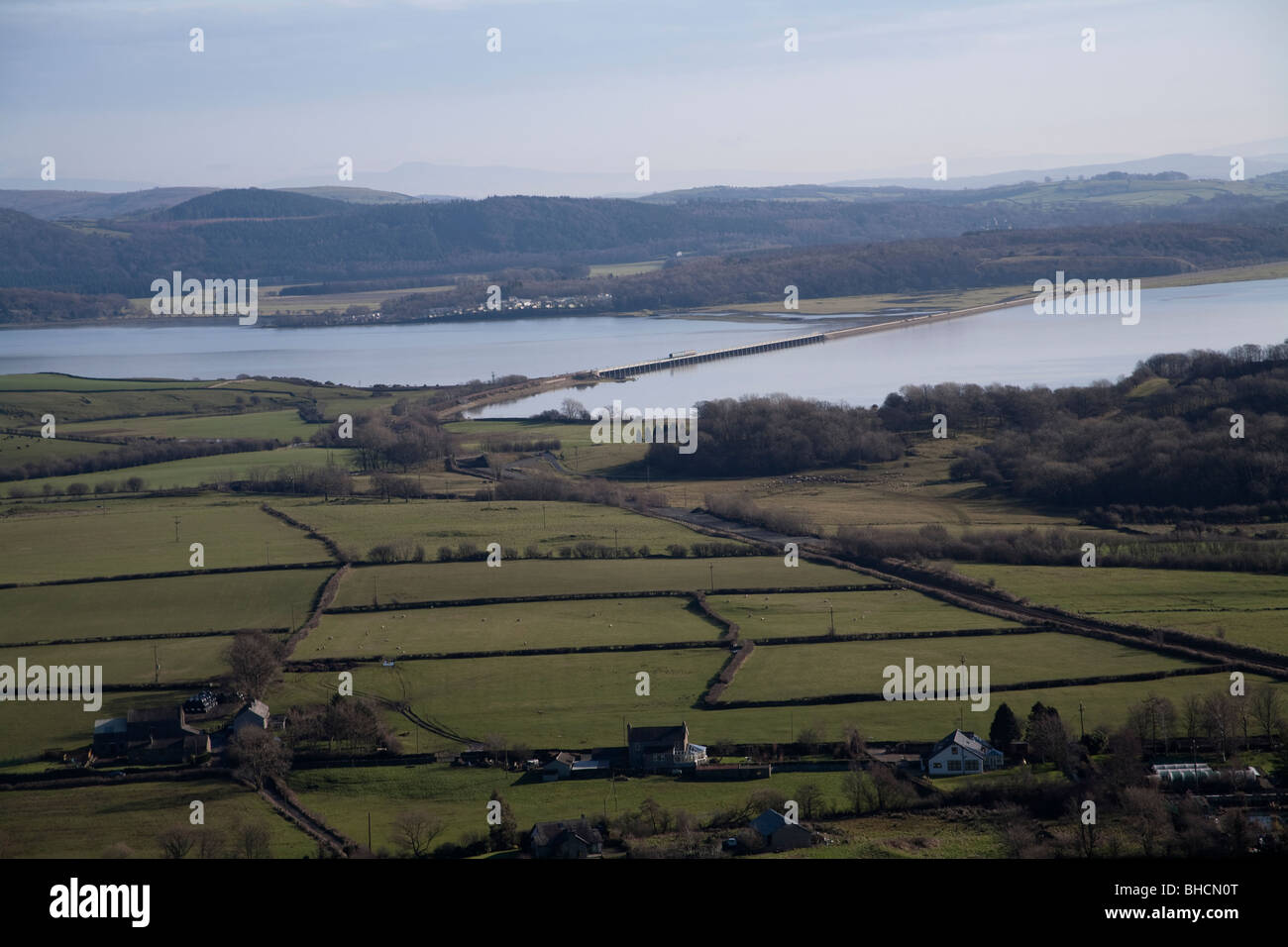 A train crossing the Arnside viaduct over the river Kent in the Duddon ...