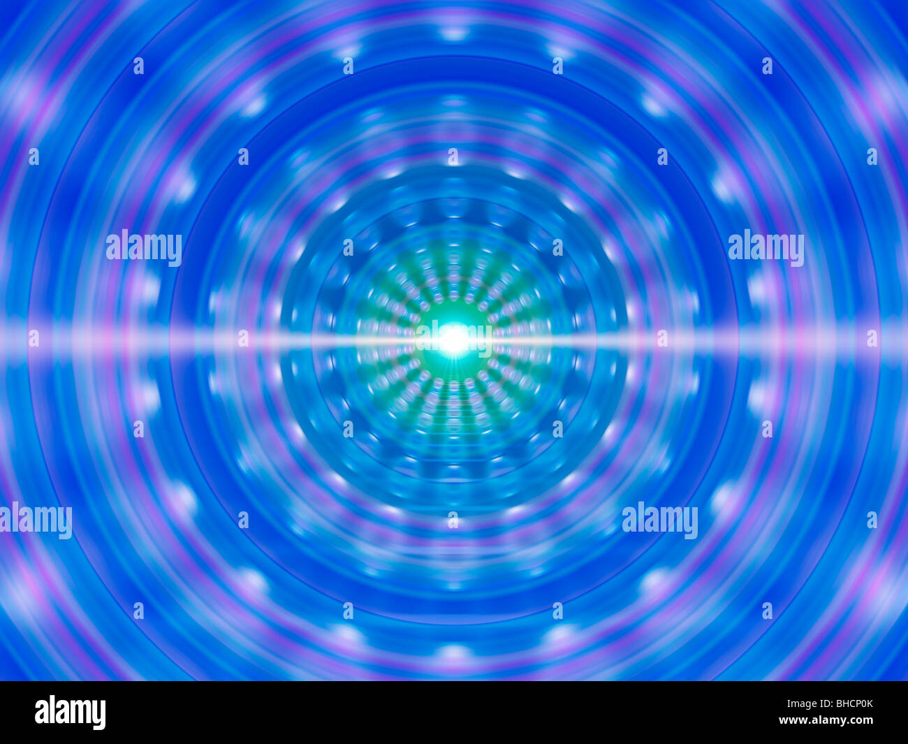 Spinning light beams on blue background full frame computer graphic ...