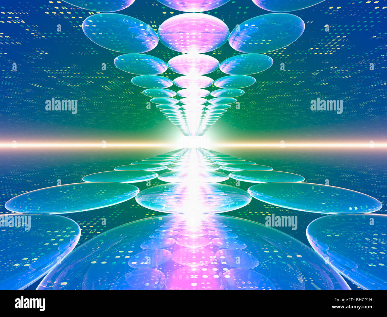 Light beam and rows of disks computer graphic Stock Photo - Alamy