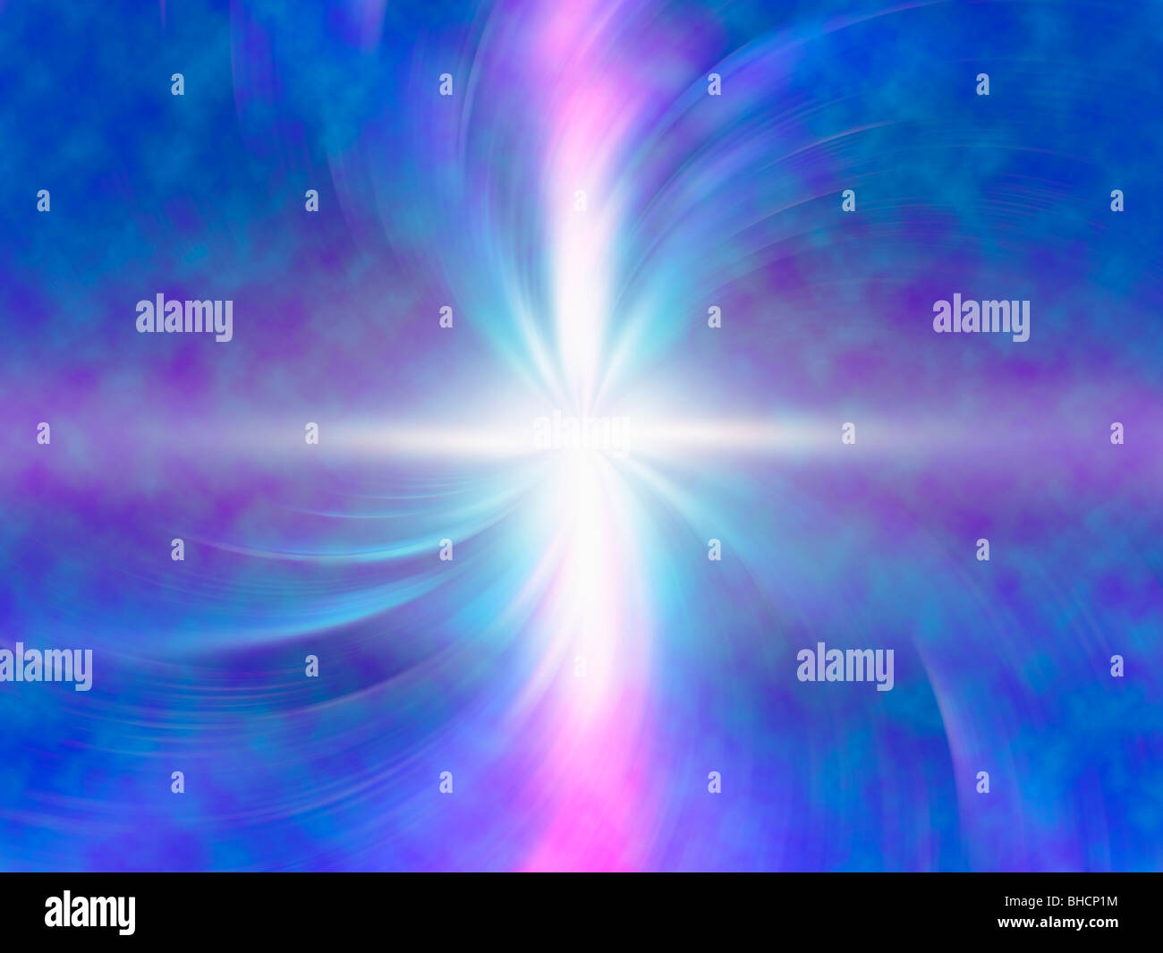 Spinning light beams on blue background full frame computer graphic ...
