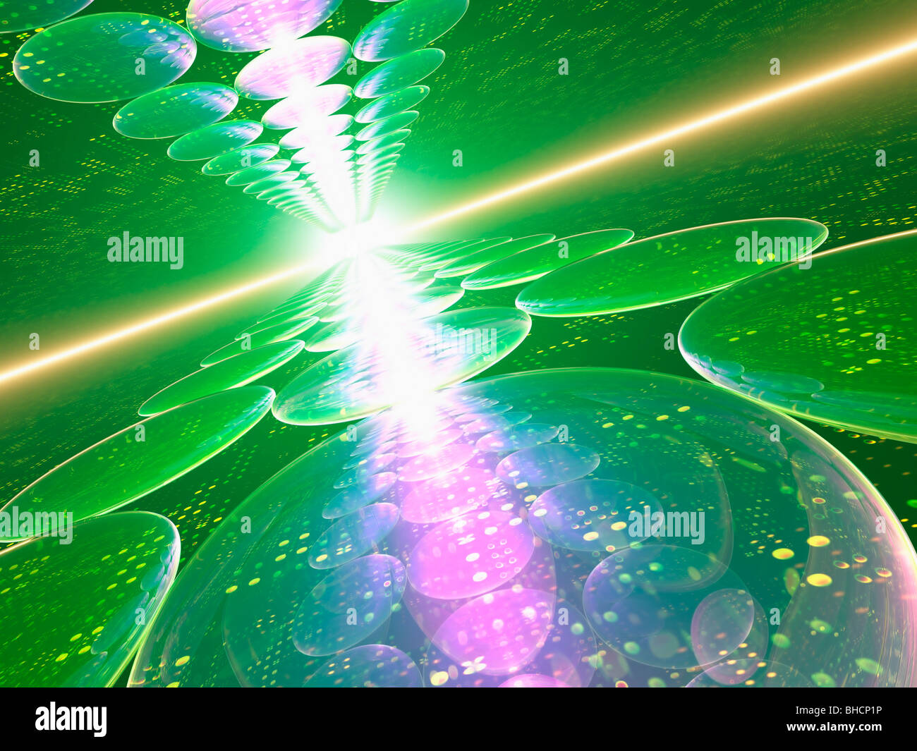 Light beam and rows of disks computer graphic Stock Photo - Alamy