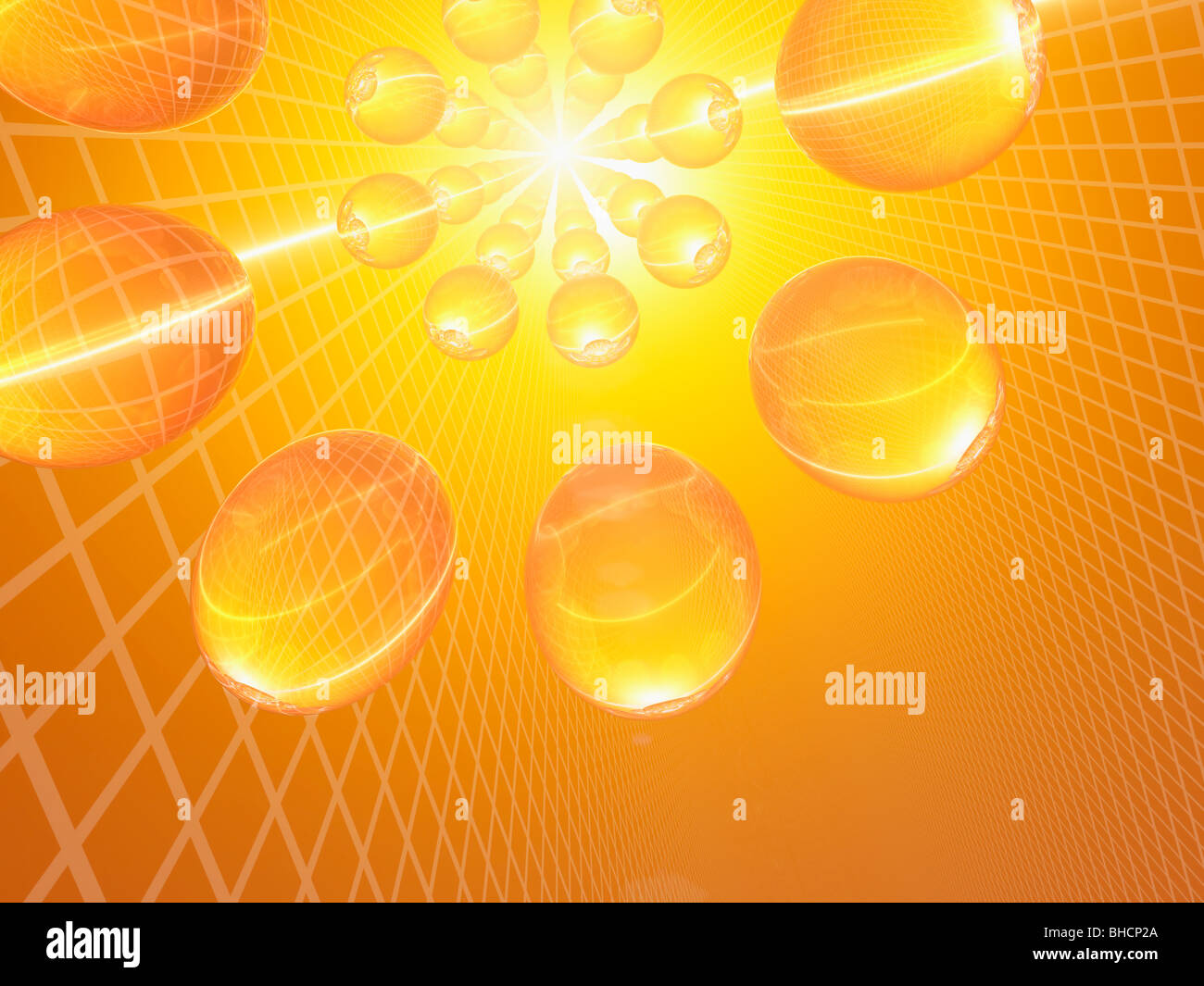 Transparent spheres on grid background computer graphic Stock Photo - Alamy