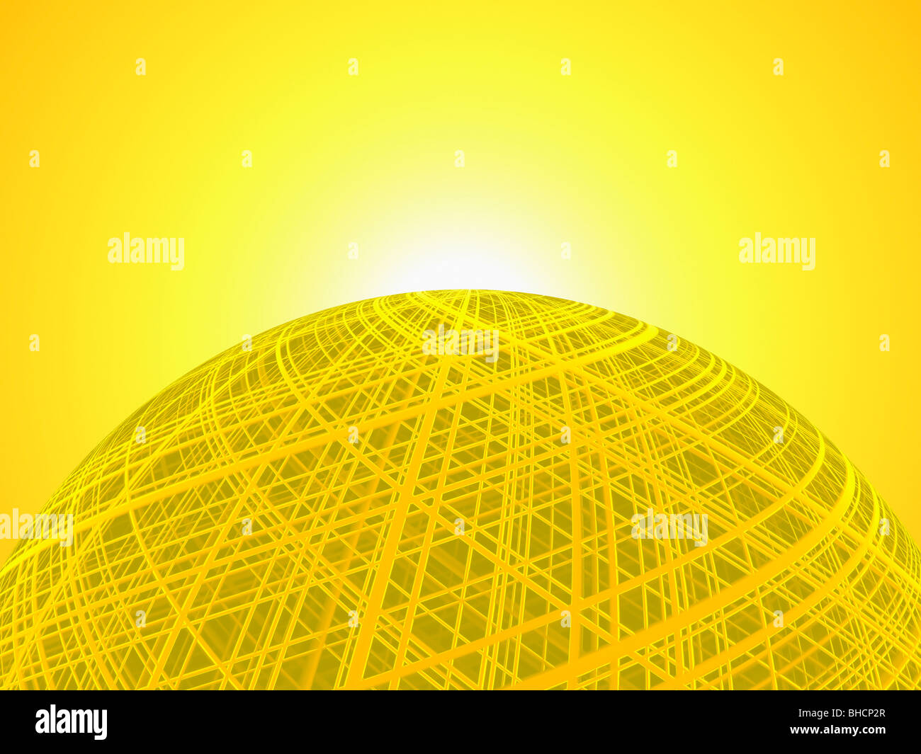 Part of patterned sphere yellow background computer graphic Stock Photo ...