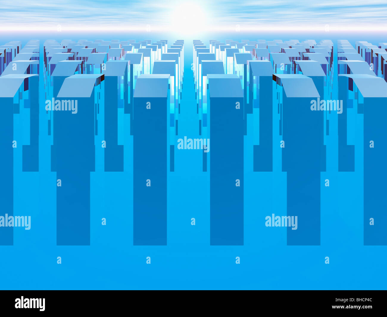 Rows of rectangles blue background computer graphic Stock Photo - Alamy
