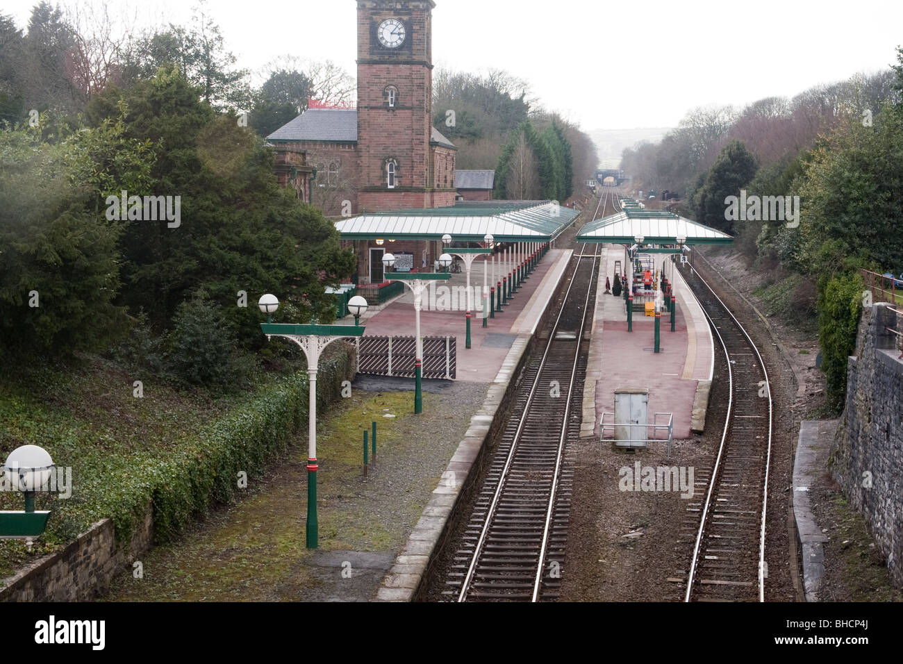 The railway station,Ulverston, a small market town on the edge of the ...