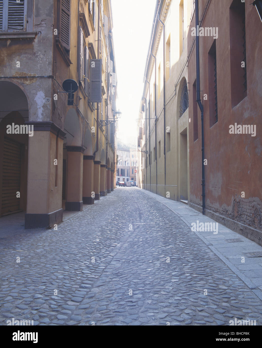 Stone paved street Modena Italy Stock Photo - Alamy