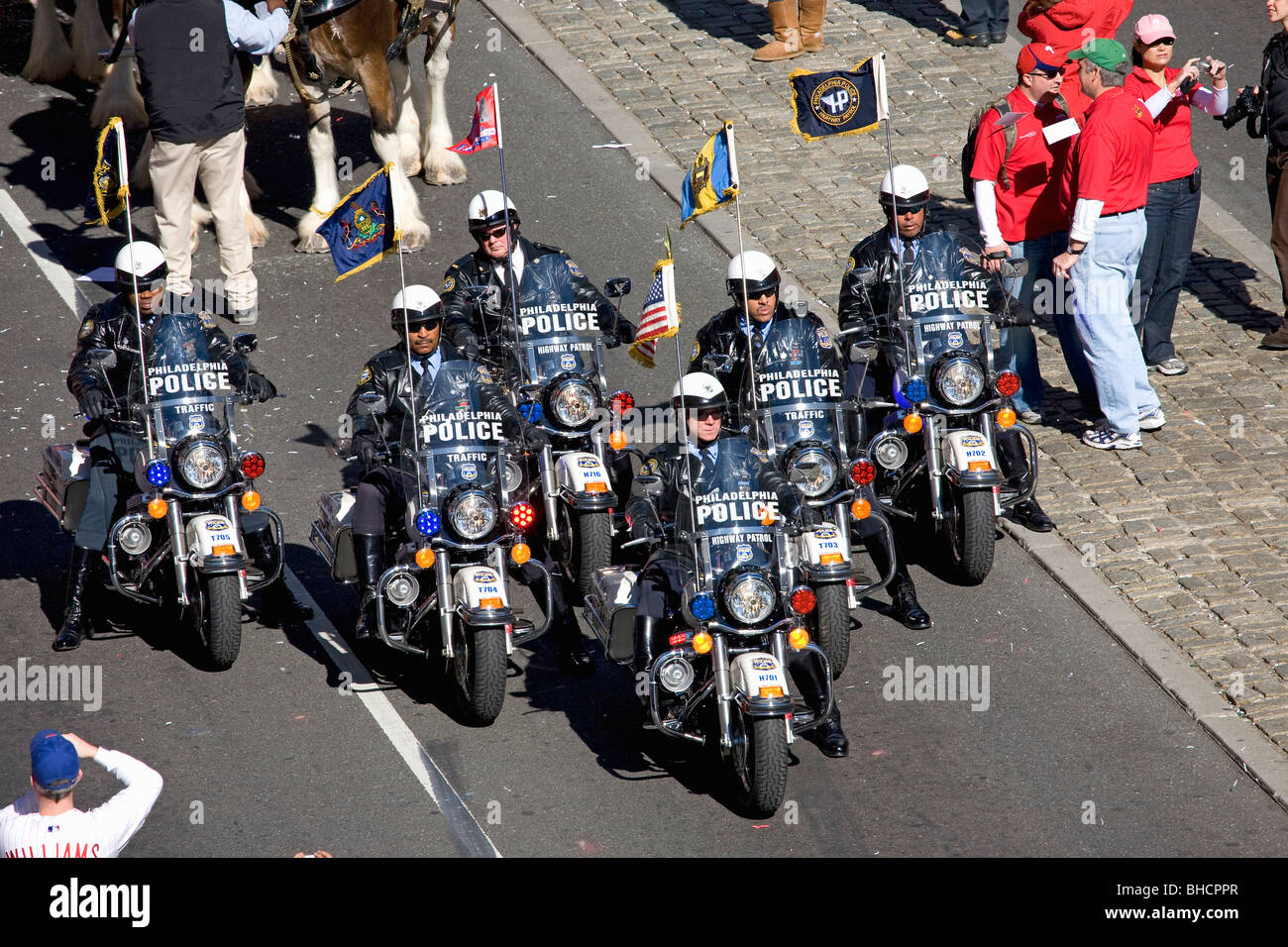 Police on motorcycles at Phillies World Series victory October 31, 2008 ...