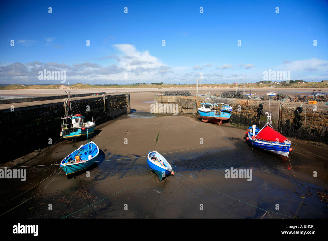 Beadnell village Fishing Harbour North Northumberland Coast Northumbria ...