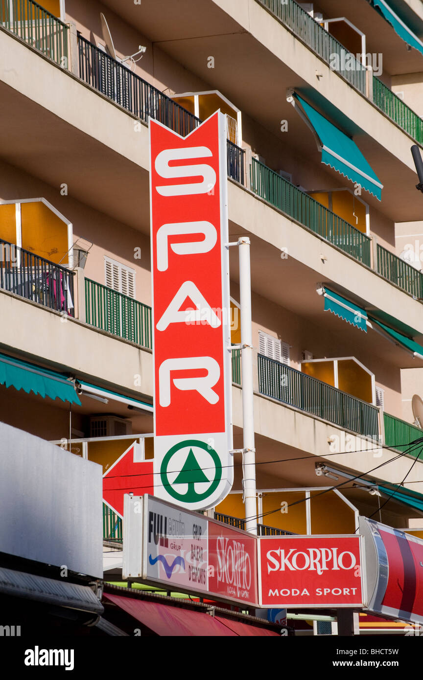 Spar shop sign in Mallorca, Spain Stock Photo - Alamy