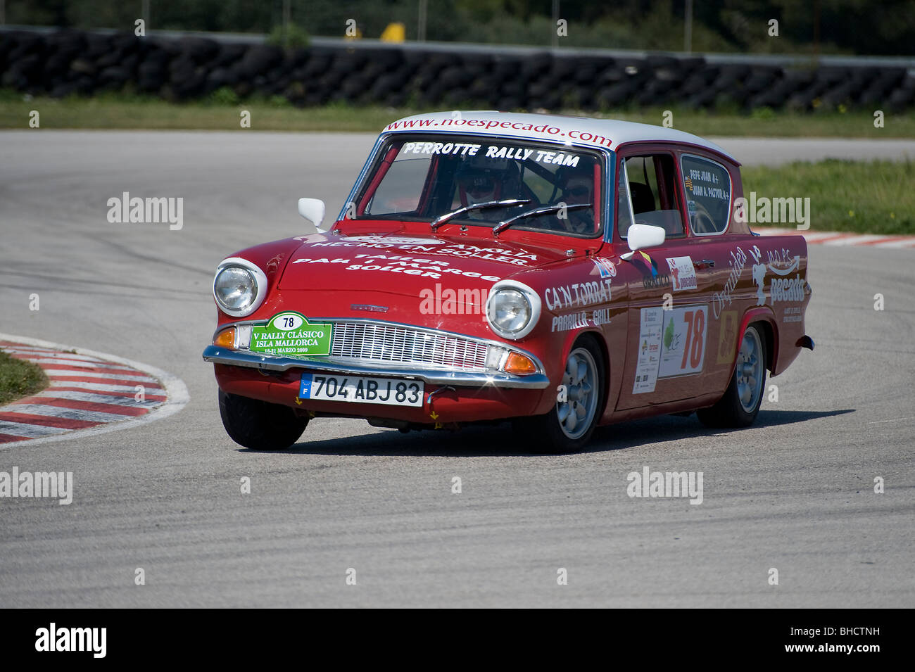 Red Ford Anglia classic car racing in a rally in Spain Stock Photo - Alamy