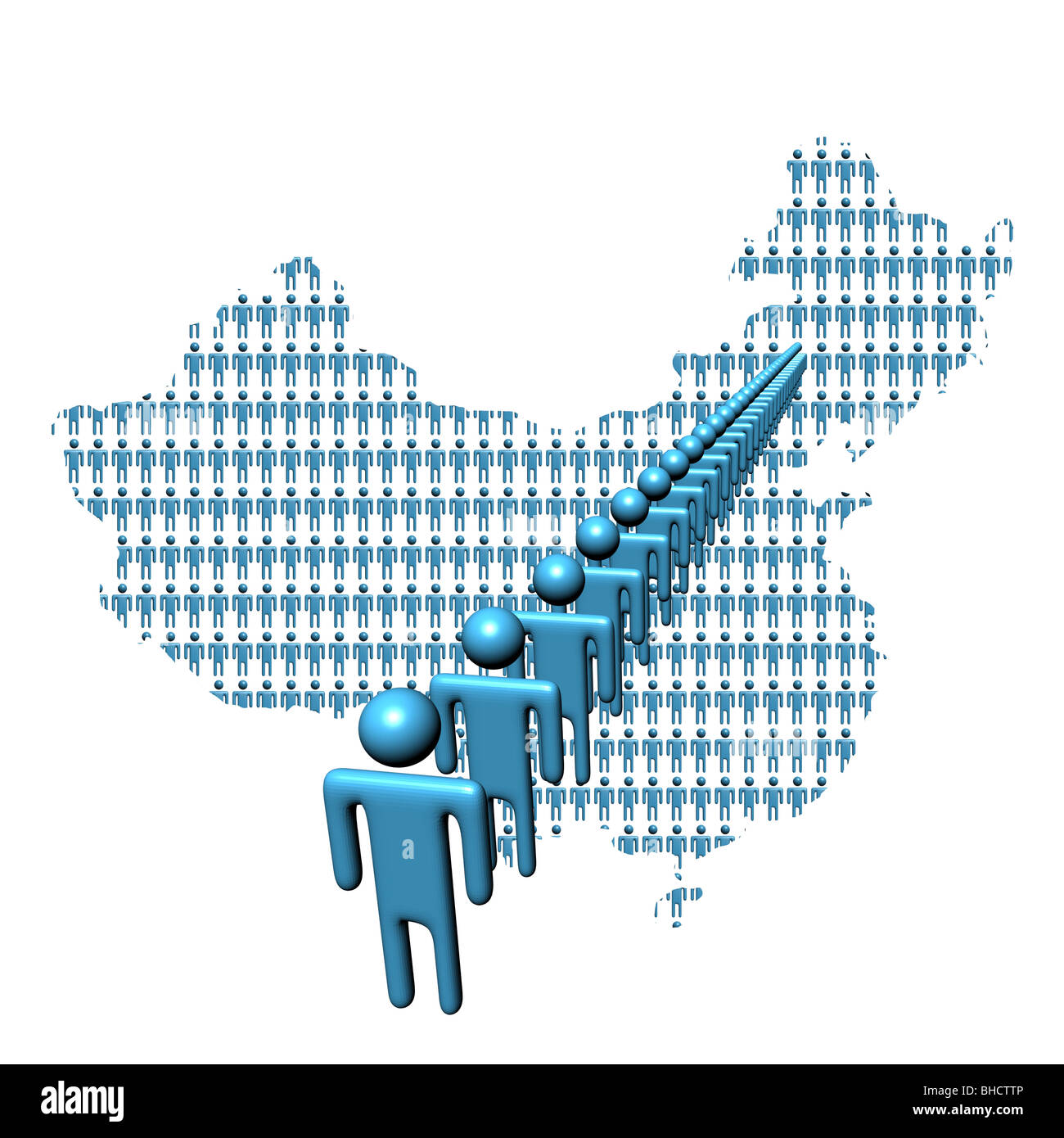 China map with line of people Stock Photo - Alamy