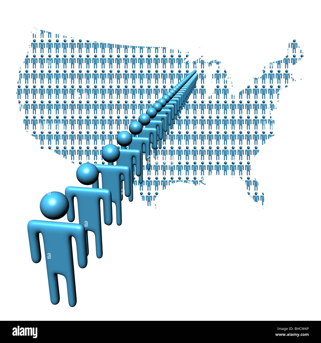 USA map with line of people Stock Photo - Alamy