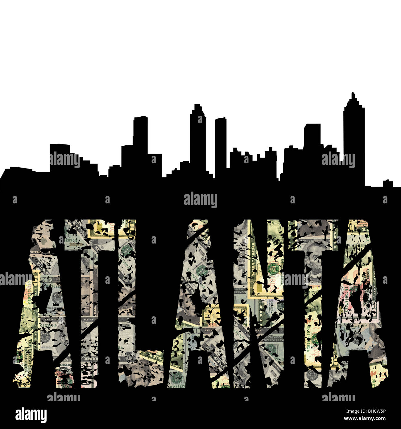 Atlanta grunge text with skyline Stock Photo - Alamy