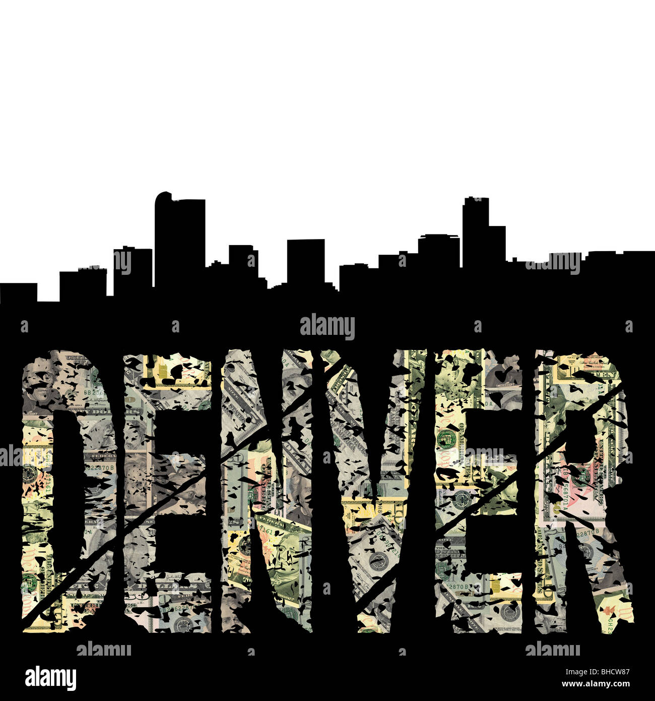 Denver grunge text with skyline Stock Photo - Alamy