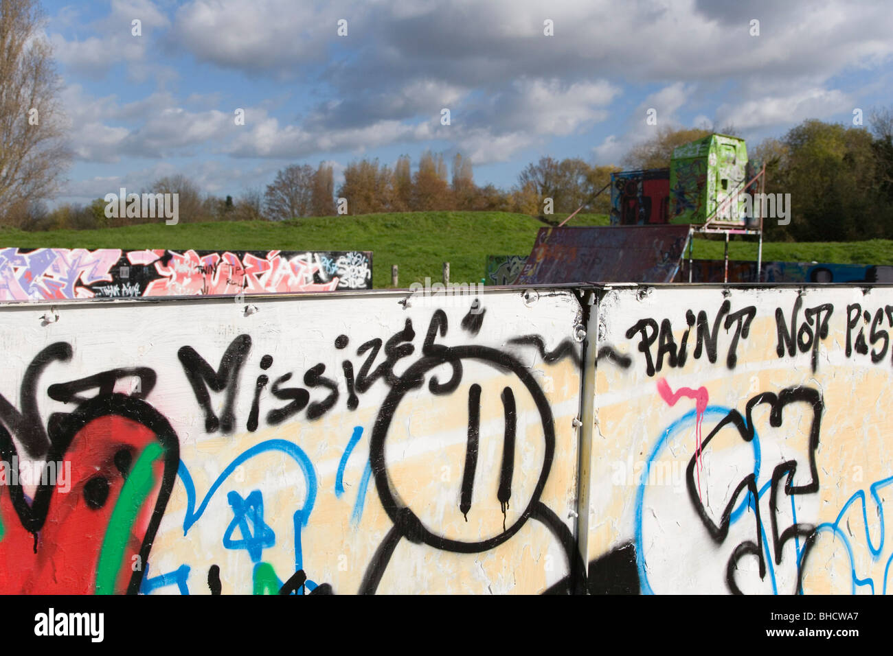 Skate boarding ramp. Hills Meadow. Caversham. Reading. Berkshire. UK ...