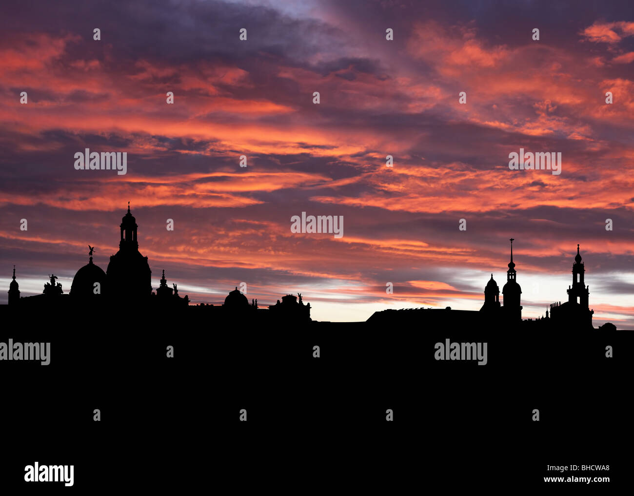 Dresden skyline at sunset illustration Stock Photo - Alamy