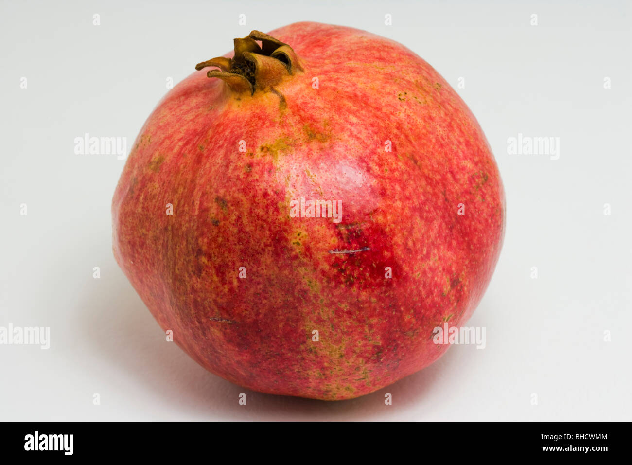 One pomegranate fruit against white background Stock Photo - Alamy