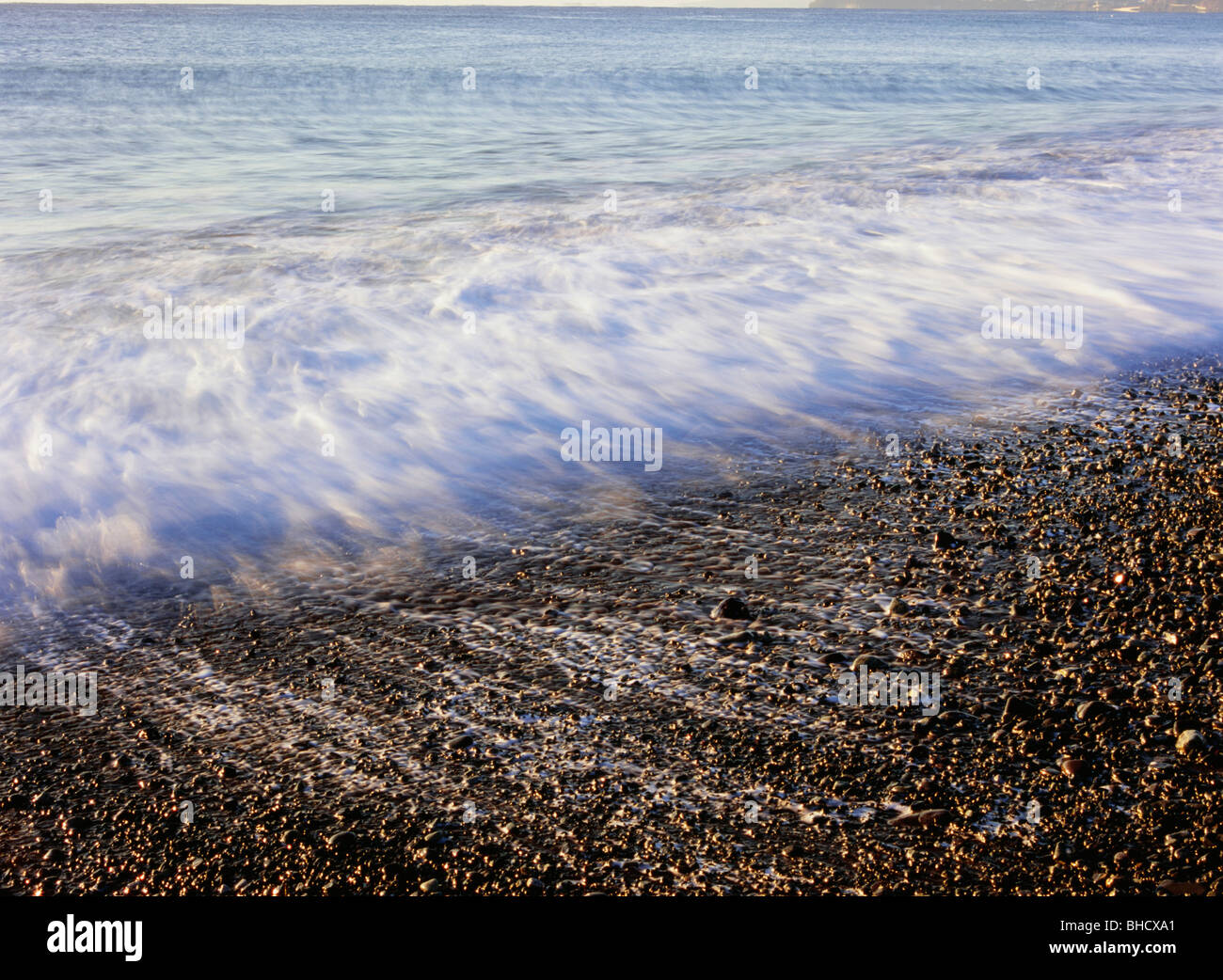 Waves receding from beach, Odawara, Kanagawa Prefecture, Japan Stock ...