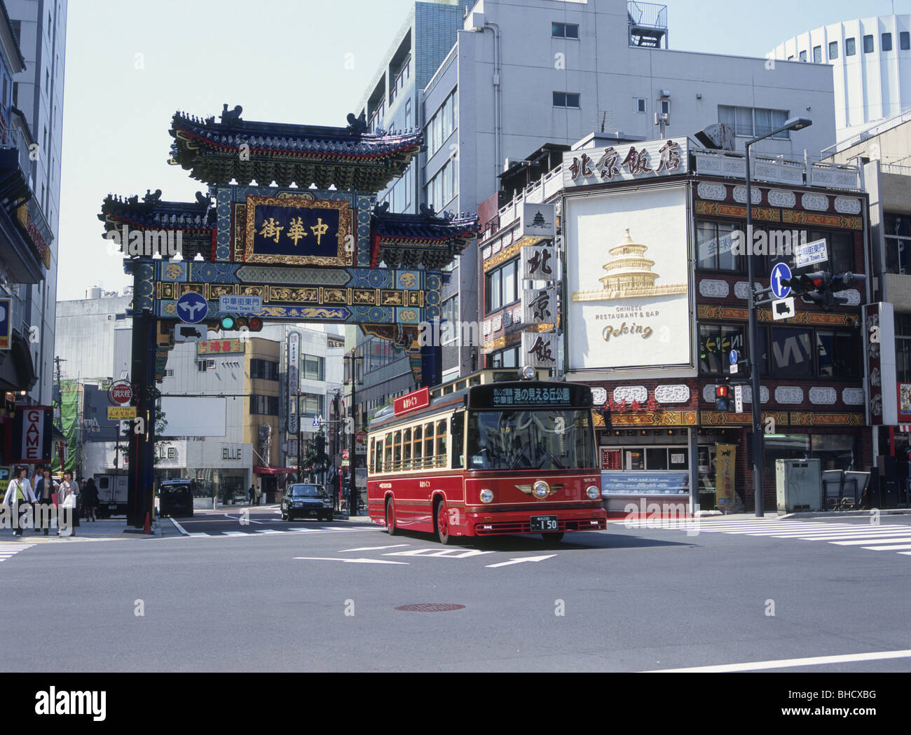 Tour bus in Chinatown, Yokohama, Kanagawa Prefecture, Japan Stock Photo ...