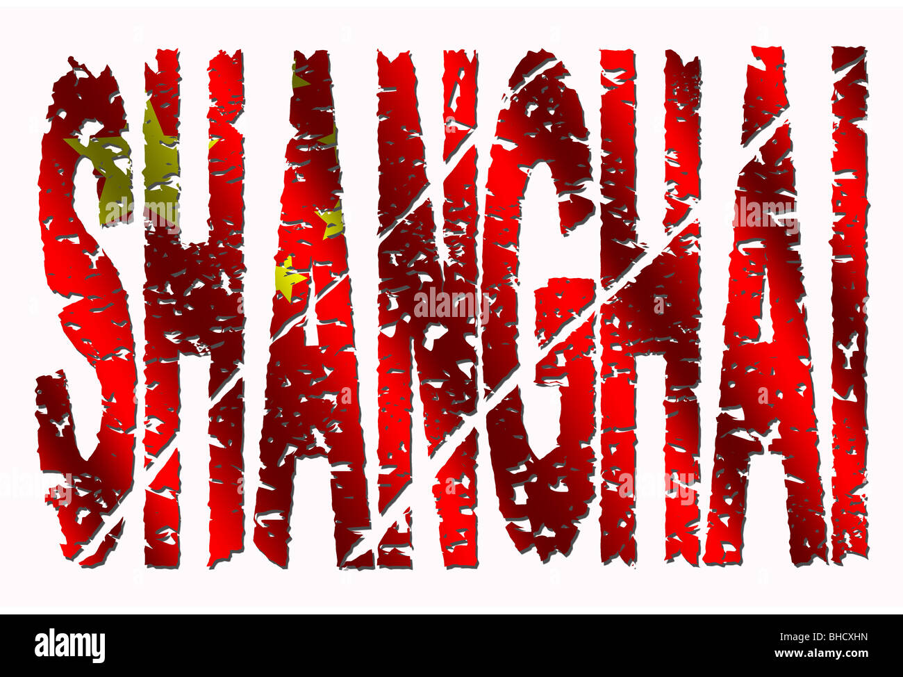 Abstract Shanghai grunge text with Chinese flag illustration Stock ...