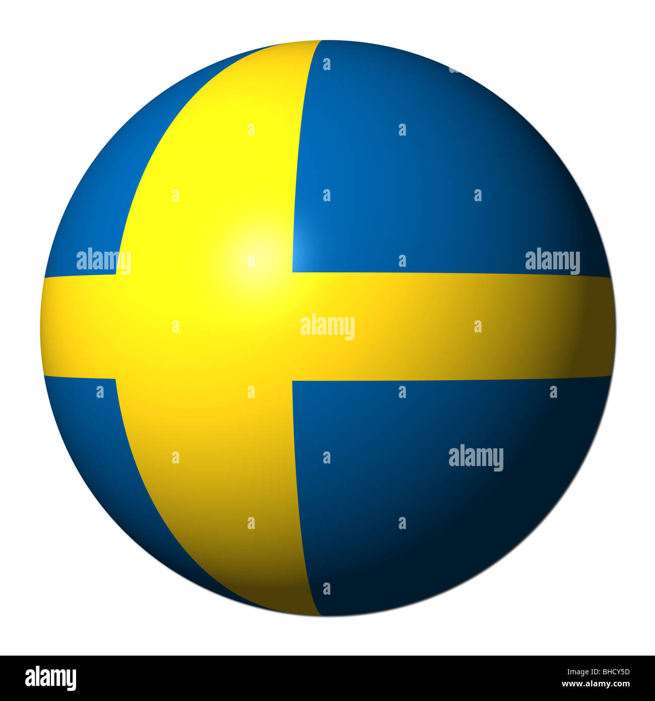 Swedish flag sphere isolated on white illustration Stock Photo - Alamy