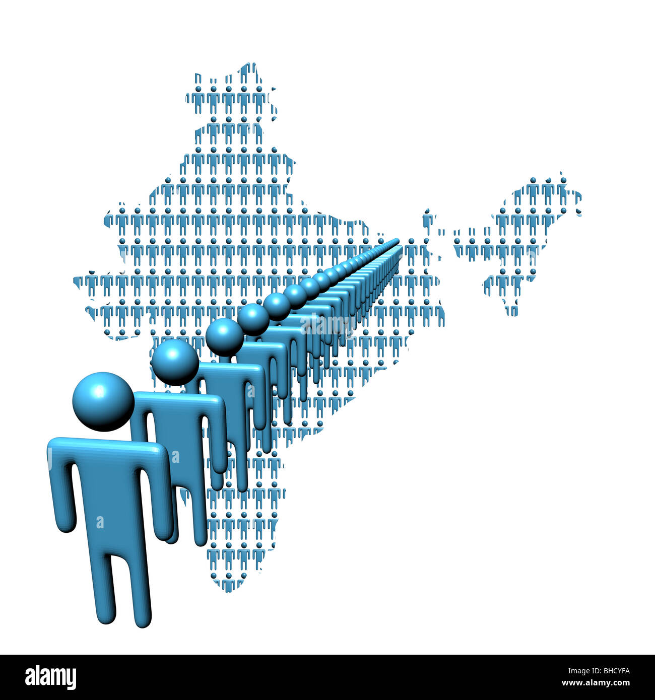 Map of India made of people with line of abstract men Stock Photo - Alamy