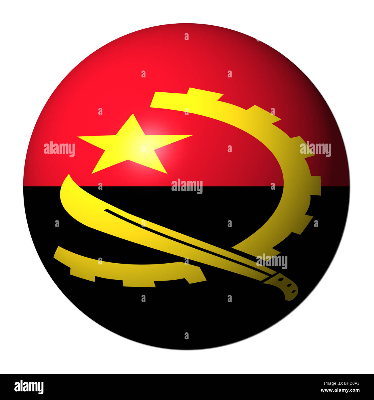 Angola flag sphere isolated on white illustration Stock Photo - Alamy