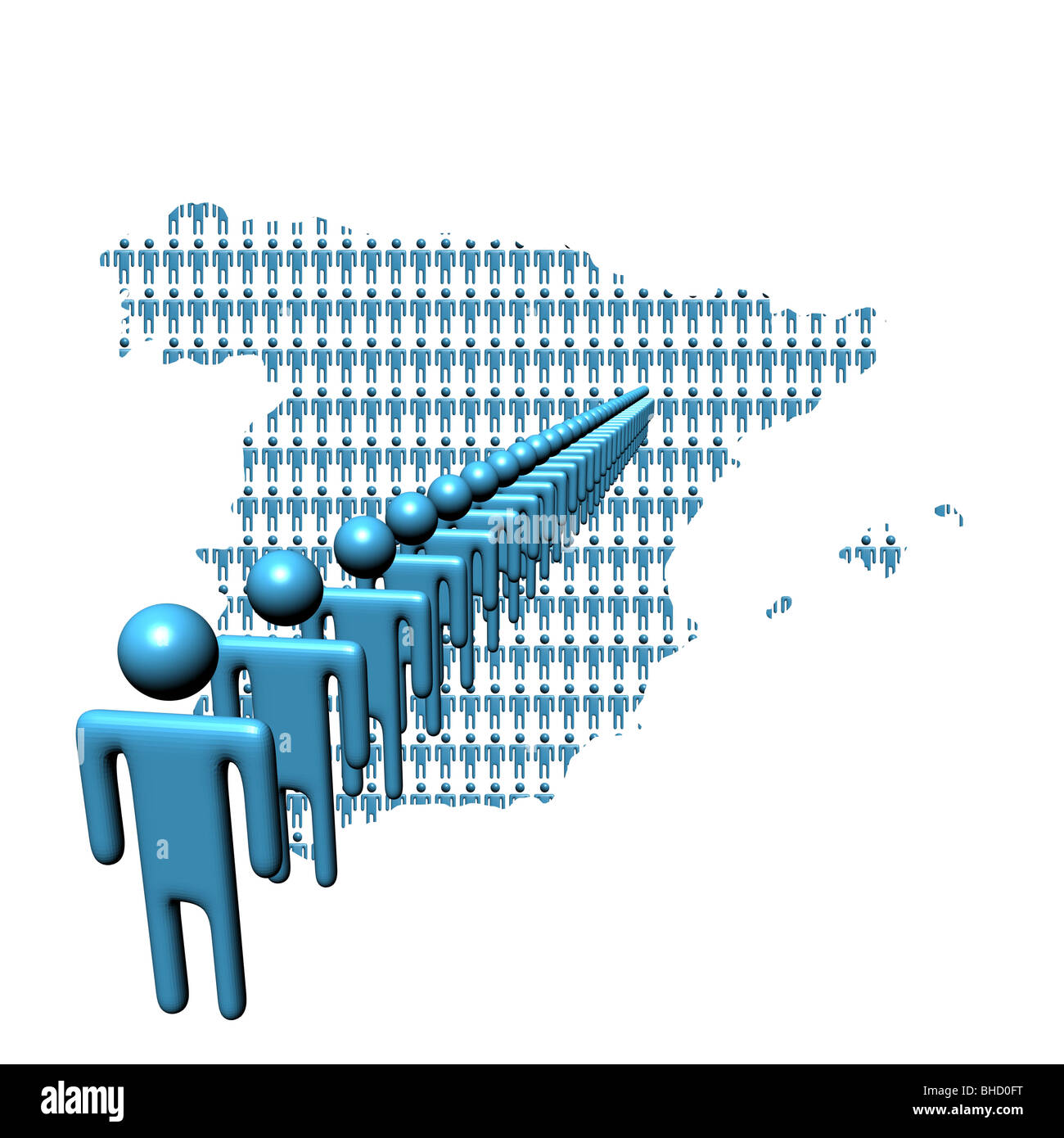 Map of Spain made of people with line of abstract men Stock Photo - Alamy