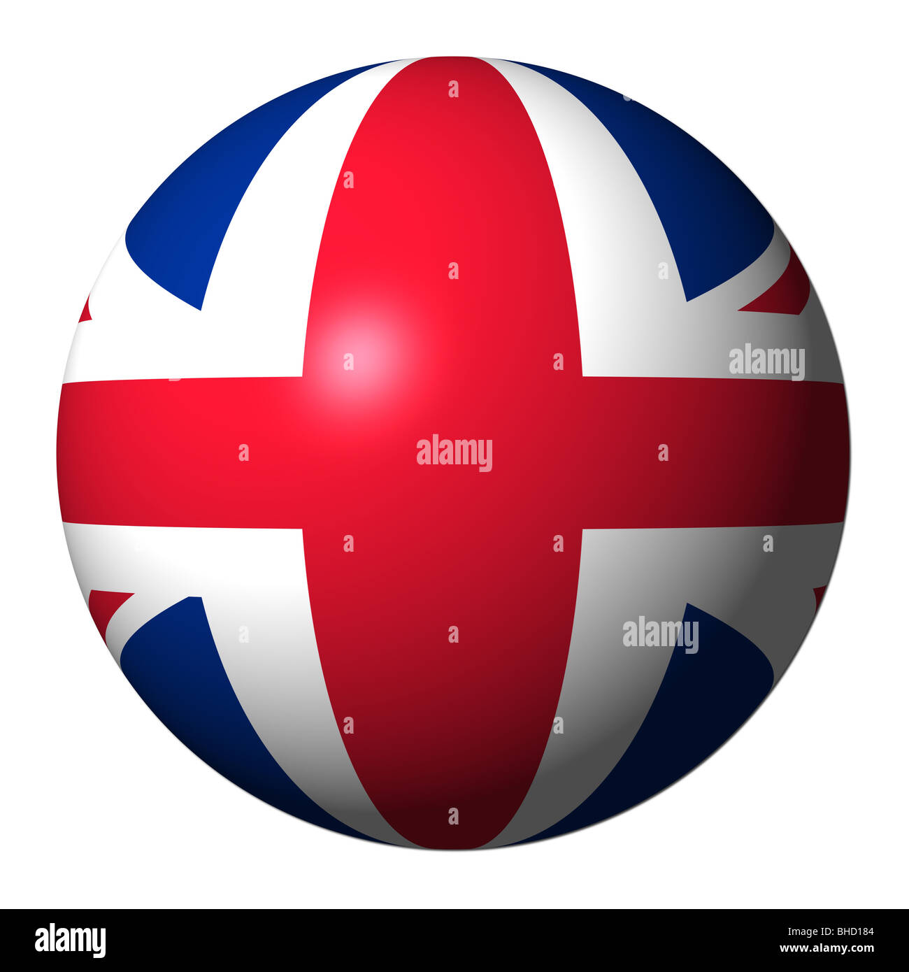 British flag sphere isolated on white illustration Stock Photo - Alamy