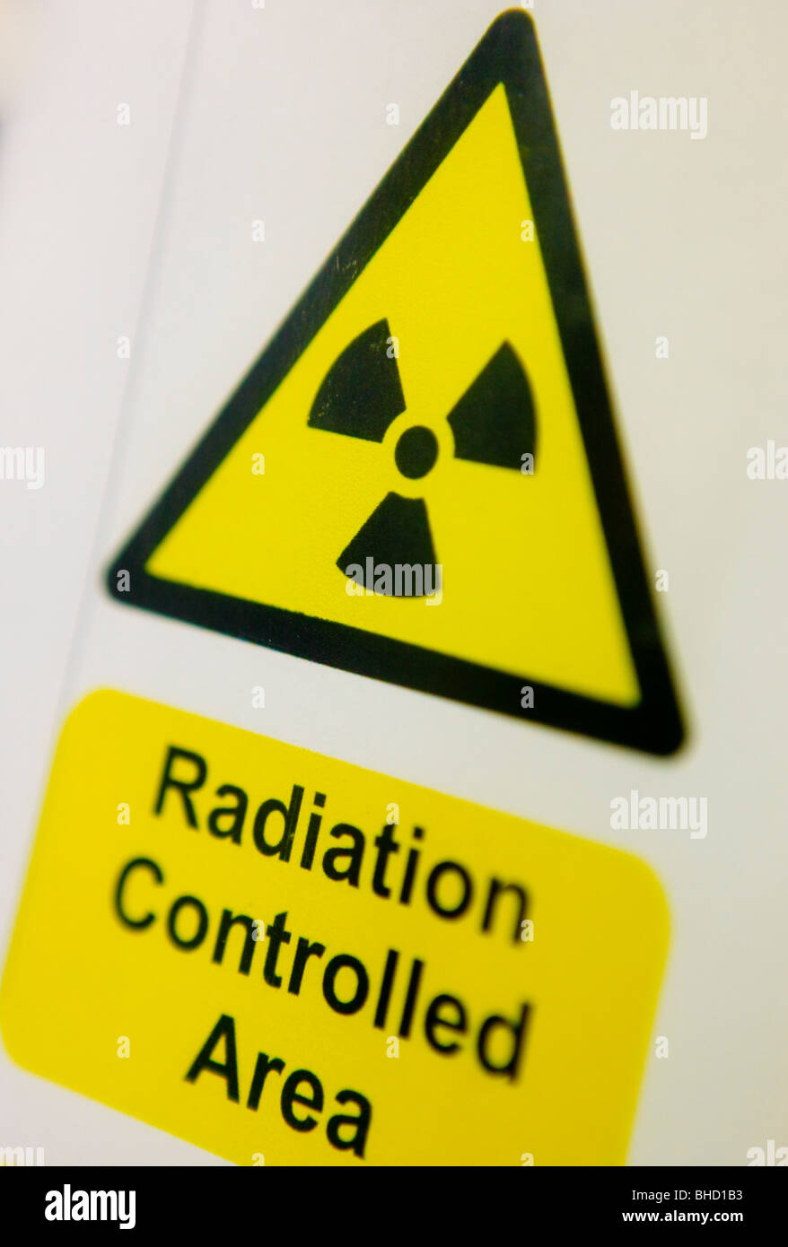 Radiation controlled area sign in an NHS hospital in Stafford Stock ...